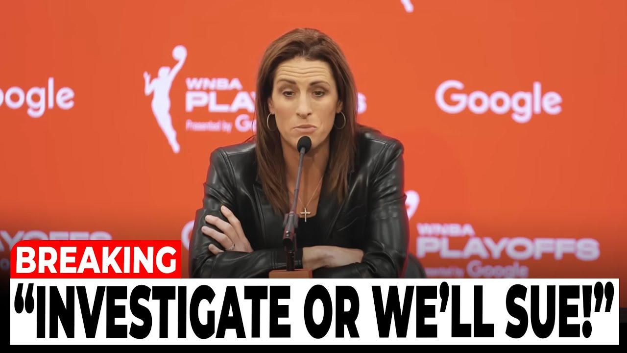 Stephanie White WNBA Playoffs Blue Leather Jacket in BREAKING ...