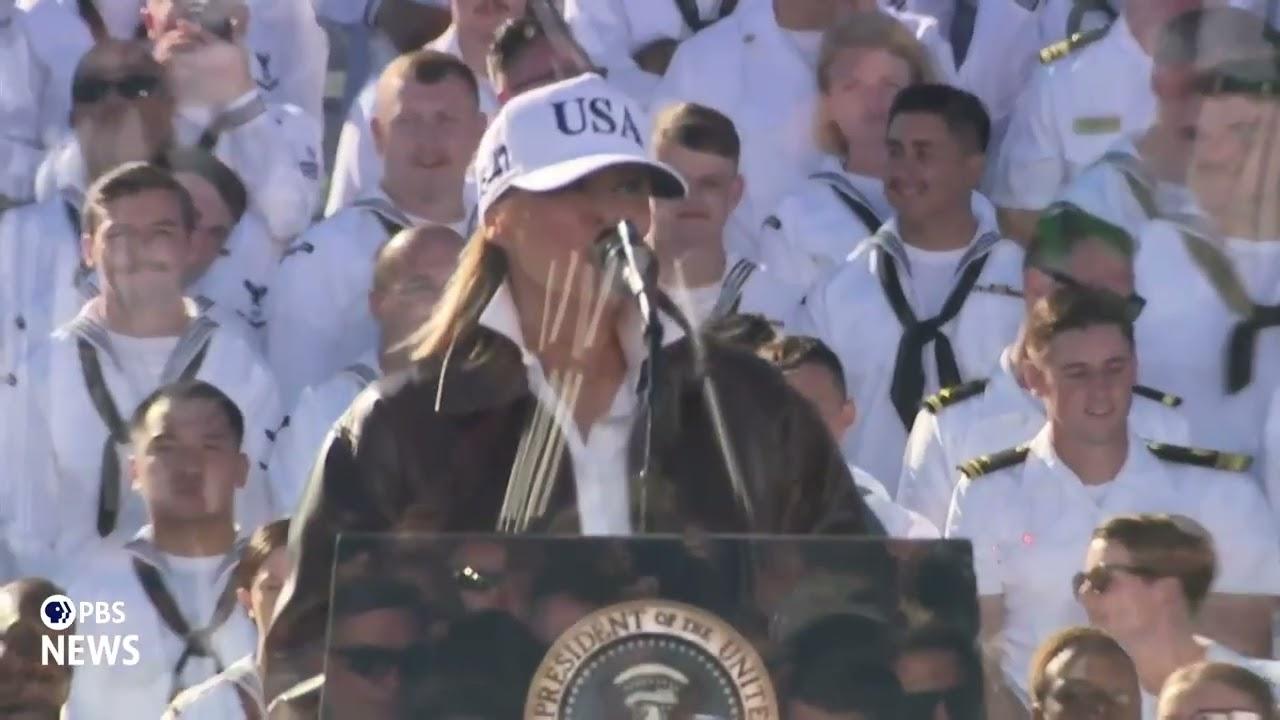 First Lady Melania Trump Brown Leather Jacket in WATCH: First lady ...