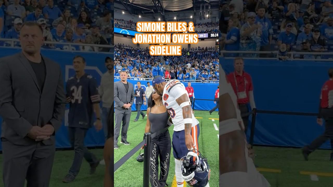 Simone Biles Giants VS Bears Black Fur Coat in Simone Biles and ...