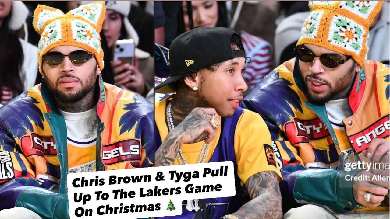 Chris Brown Lakers VS Rockets 2025 Jacket in Chris Brown & Tyga Pull Up ...