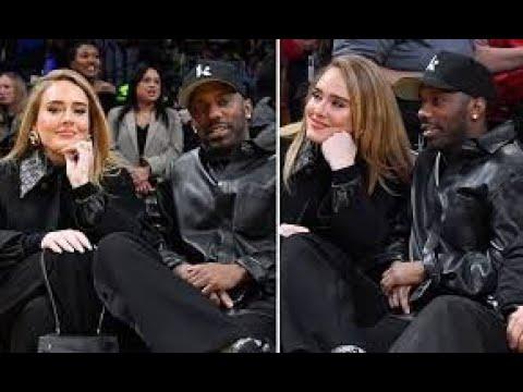 Corey Gamble LA Lakers Game Leather Jacket in Adele looks glam as she ...