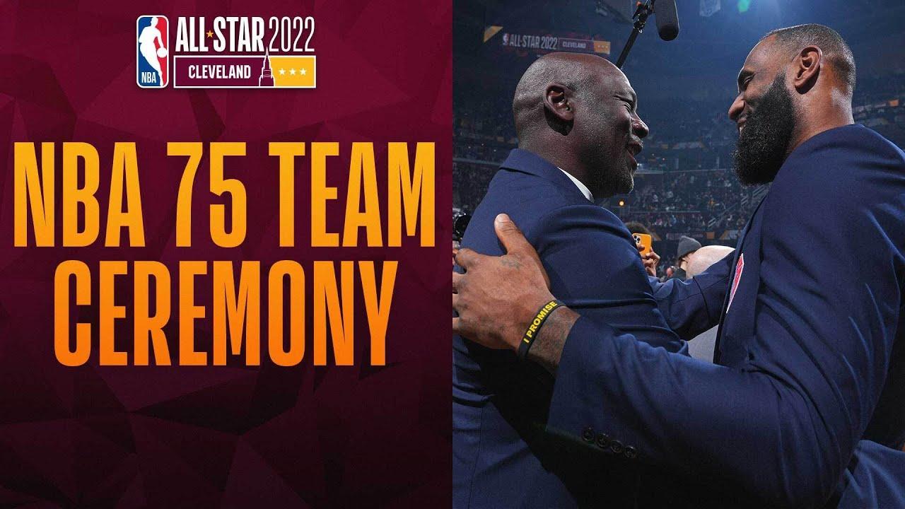 of Stephen Curry in The FULL NBA 75 Team Ceremony at NBA All-Star ...