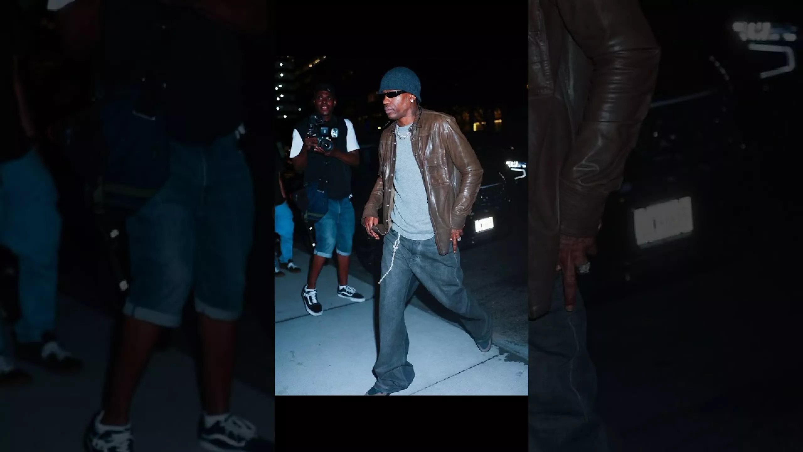 Travis Scott & Kim Kardashian at the Nike x Skims launch celebration at ...