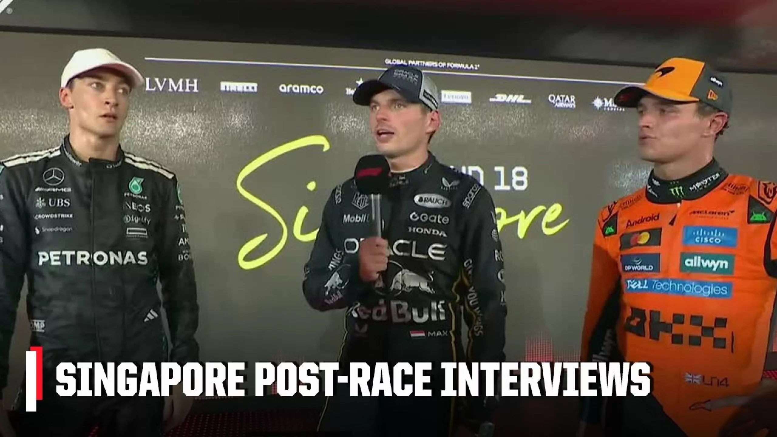 George Russell, Max Verstappen and Lando Norris on the Singapore Grand ...