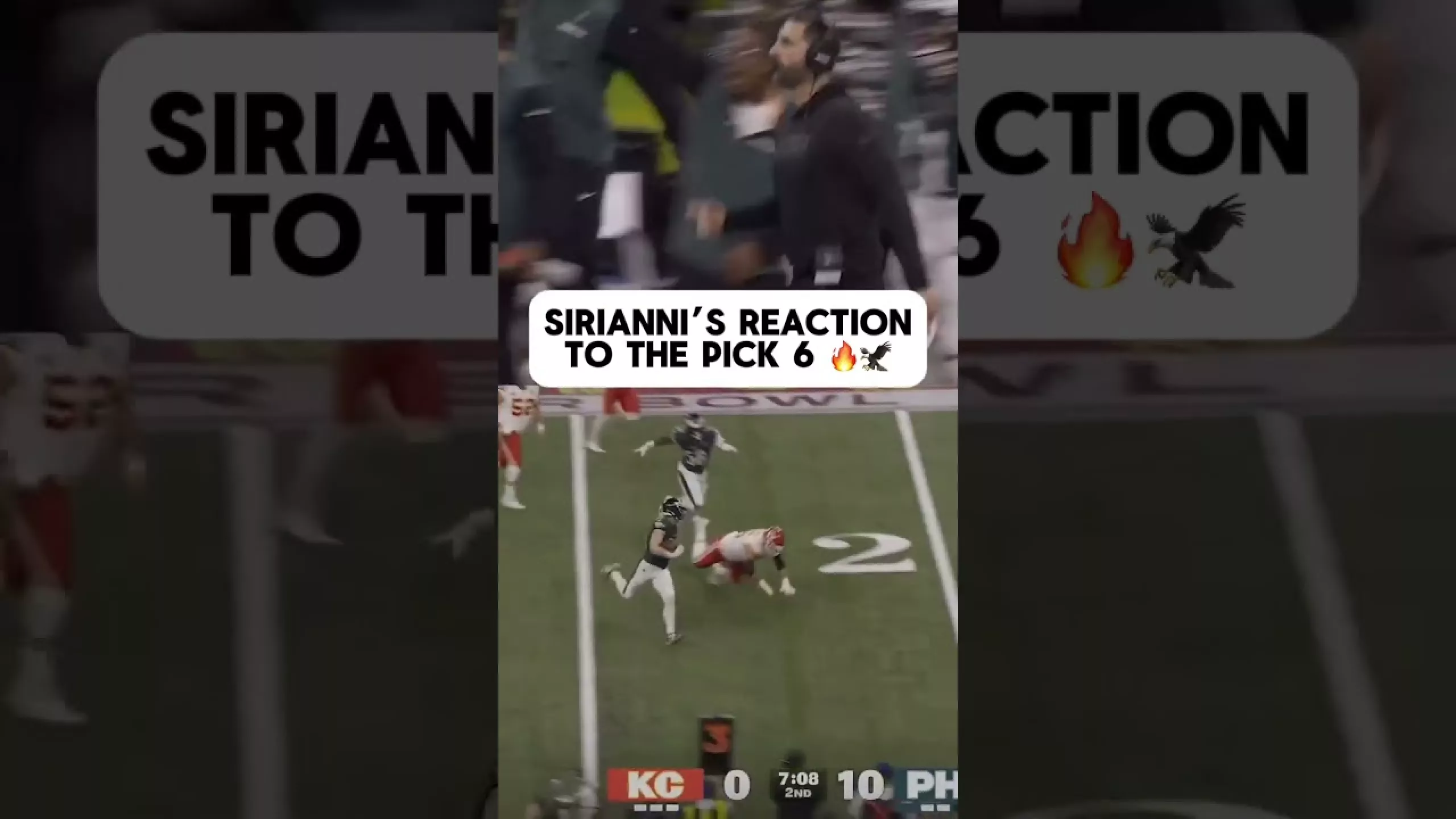 Nick Sirianni's reaction to Cooper DeJean's TD INT in Super Bowl LIX ...