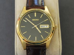 Seiko - Details about Vintage SEIKO 7N43 Gold Tone Men's Watch w/Date/Day & Black Dial