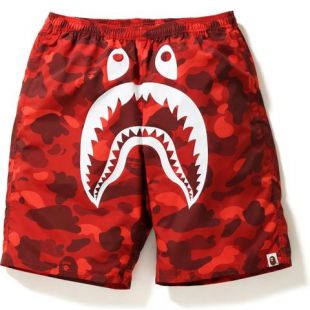 A Bathing Ape - Bape Color Camo Shark Beach Shorts Red