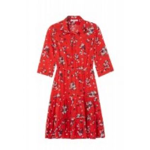 Gérard Darel - Robe crèpe Darria rouge à fleurs