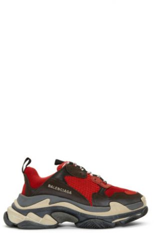 Balenciaga - Balenciaga Baskets rouges et noires Triple S