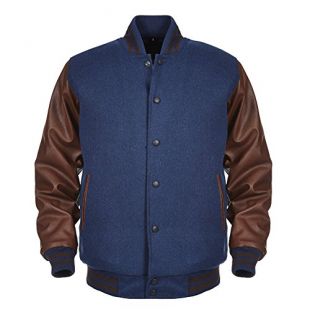 Angel Cola - Angel Cola Navy Blue with Brown Retro Varsity Wool and ...