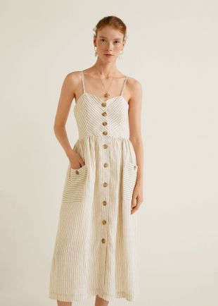 Mango - Robe lin poches Femme | MANGO France