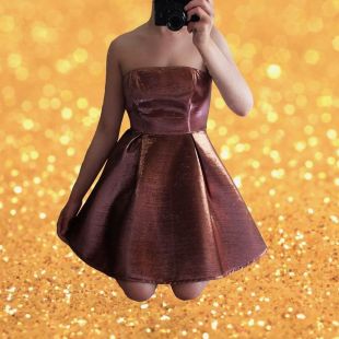 Topshop - TOPSHOP Copper Bandeau Metallic Skater Dress BNWOT Size 8 RRP ...