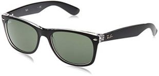 Ray-Ban - Ray-Ban RB2132 New Wayfarer Sunglasses, Black On Transparent ...