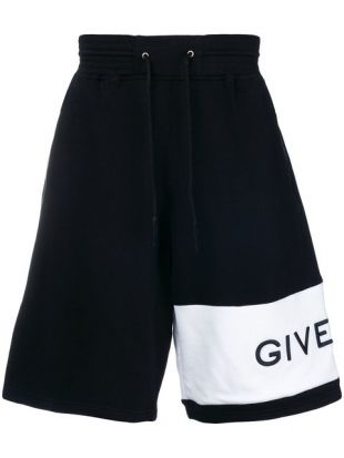 Givenchy - Givenchy Oversized Asymmetric Logo Track Shorts