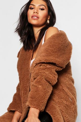 Boohoo - Veste teddy en fausse fourrure effet cascade