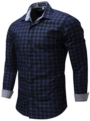Neleus - Neleus Men's Long Sleeve Button Down Denim Work Shirt,086,Dark ...