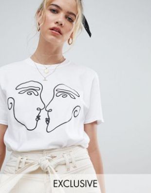 Reclaimed Vintage - Reclaimed Vintage Inspired T shirt avec visages s ...
