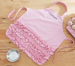 Pottery Barn Kids - Pink Ruffle Gingham Apron