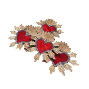 LacecrazyCreations - Patch - broderie de Sequin or gros coeur rouge ...