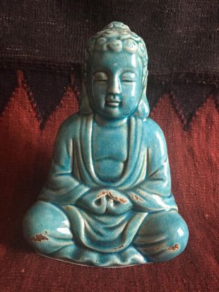 Scarramouch - Medium Size Blue Ceramic Sitting Buddha Statue/Figurine 8 ...
