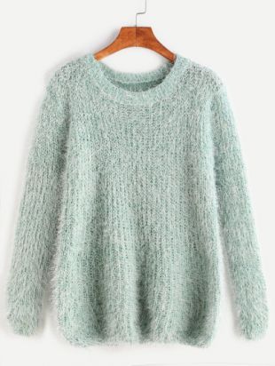 romwe - Fuzzy Chunky Knit Sweater - Romwe