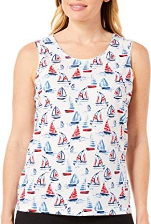 Coral Bay - Coral Bay Petite Sail Away Sailboat Print Tank Top