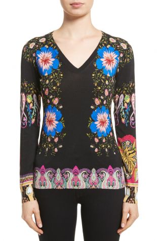 Etro - Etro Floral Paisley Stretch Silk Sweater | Nordstrom