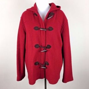 Jones New York - Jones New York Red Toggle Duffle Coat w Hood L