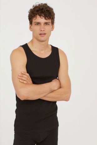 H&M US - Ribbed Tank Top Black Men | H&M US