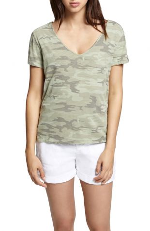 Sanctuary - Sanctuary Camo Twist Sleeve Cotton Blend Tee | Nordstrom