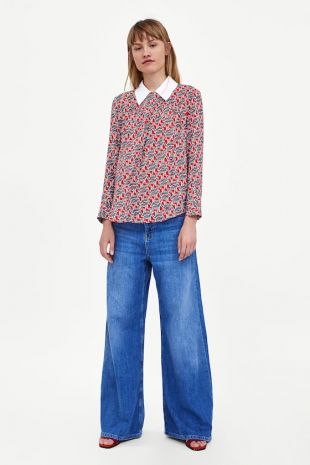 Zara - Zara - Top with Contrasting Collar by Zara