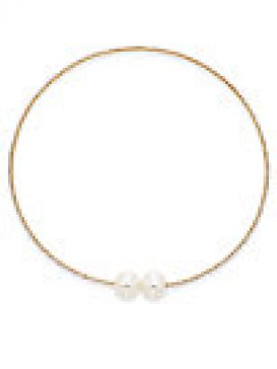 Cara 12MM Glass Pearl & Pave Choker Necklace/Goldtone