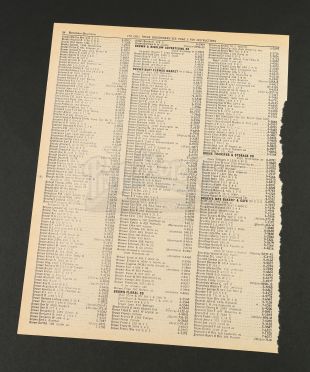 Phone Book Page with Doc Brown's Contact Information