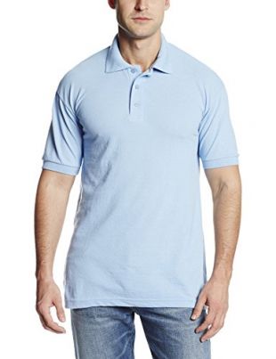 Dickies - Dickies Men's Short Sleeve Pique Polo, Light Blue, Medium