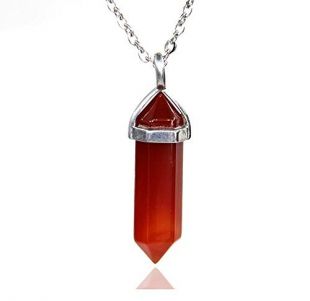 amandastone - Red Agate Gemstone Hexagonal Pointed Reiki Chakra Pendant ...