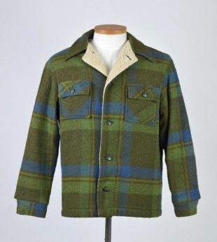 McGregor - Vtg 70's Heavy Green Blue Plaid Flannel Sherpa Fleece Lined ...