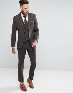Moss London - Moss London - Costume skinny en tweed - Marron