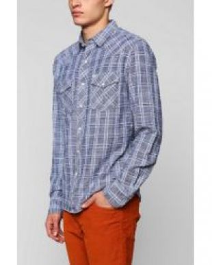 Urban Outfitters - Delco Chambray Plaid Western Shirt by Salt Valley at ...