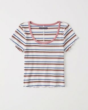 Abercrombie & Fitch - STRIPED SCOOPNECK TEE