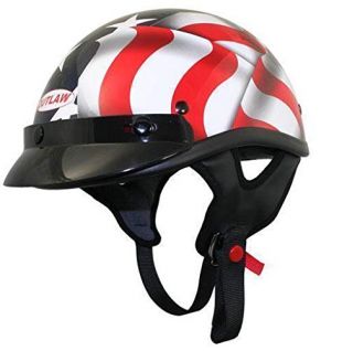outlaw - Outlaw T70 DOT 3D American Flag Half Face Helmet with Visor ...