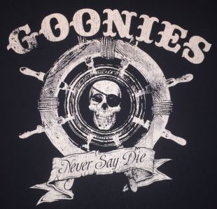Medium Black The Goonies Movie TShirt White Skull Eye Patch Helm Never ...