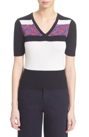 Carven - Carven Short Sleeve V Neck Sweater