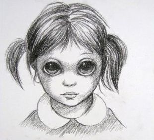 MARGARET KEANE - Margaret Keane Big Eyes Original Screen-Used Prop Drawing