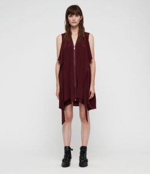 All Saints - AllSaints Womens Jayda Dress (bordeaux red)