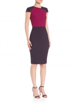 Roland Mouret - Roland Mouret Blue Steele Wool Colorblock Dress