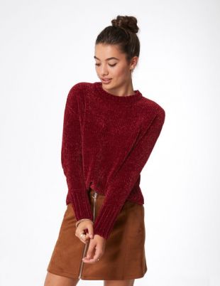 Jennyfer - Pull chenille rouge femme
