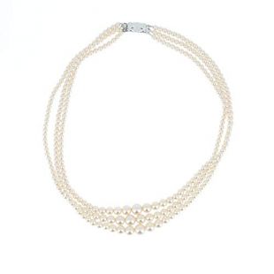 Tata Gisèle - Collier Fantaisie 3 Rangs en Métal Argenté et Perles d ...