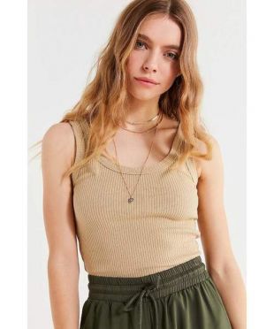 Urban Outfitters - Urban Outfitters Ribbed Knit Cropped Tank Top