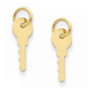 14k Yellow Gold Key Hoop Earring Charms