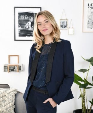 One step - Veste à col châle jacquard métallisé